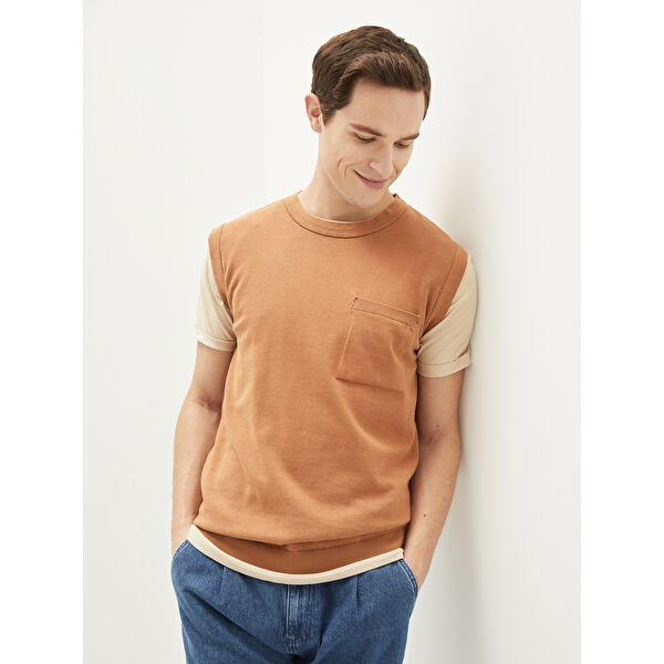 Bisiklet Yaka Kolsuz Düz Erkek Süveter Bisiklet Yaka Kolsuz Düz Erkek Süveter