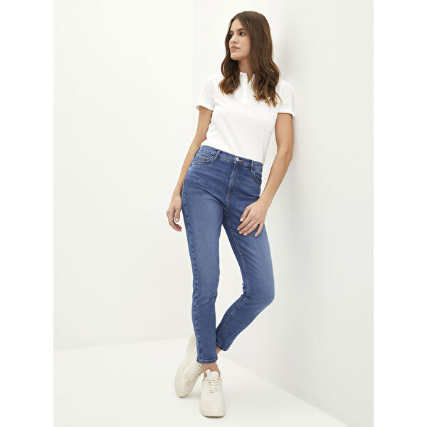 Skinny Fit Düz Cep Detaylı Kadın Rodeo Jean Pantolon Skinny Fit Düz Cep Detaylı Kadın Rodeo Jean Pantolon