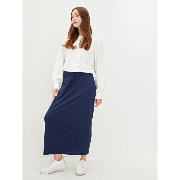 Beli Lastikli Bağlama Detaylı Kadın Etek