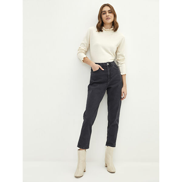 Standart Fit Cep Detaylı Kadın Rodeo Jean Pantolon Standart Fit Cep Detaylı Kadın Rodeo Jean Pantolon