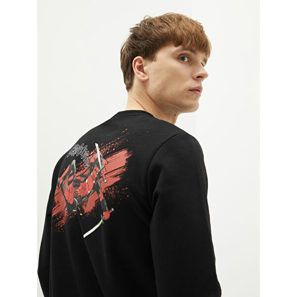 Bisiklet Yaka Uzun Kollu Deadpool Baskılı Erkek Sweatshirt Bisiklet Yaka Uzun Kollu Deadpool Baskılı Erkek Sweatshirt