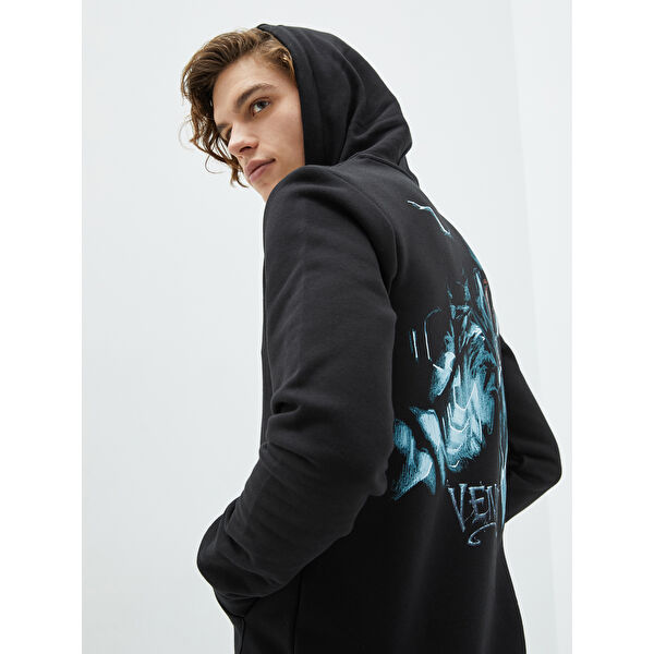 Kapüşonlu Uzun Kollu Venom Baskılı Erkek Sweatshirt