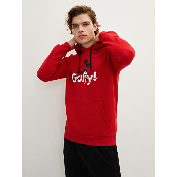 Kapüşonlu Uzun Kollu Mickey Mouse Baskılı Erkek Sweatshirt Kapüşonlu Uzun Kollu Mickey Mouse Baskılı Erkek Sweatshirt