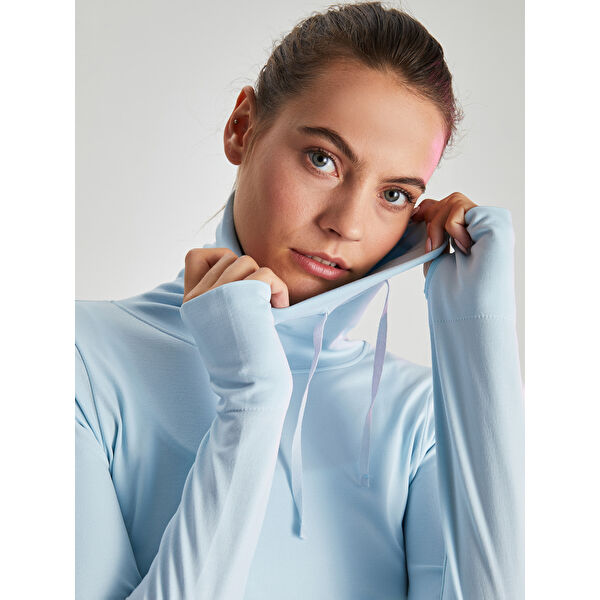 Keşiş Yaka Düz Uzun Kollu Kadın Spor Sweatshirt Keşiş Yaka Düz Uzun Kollu Kadın Spor Sweatshirt