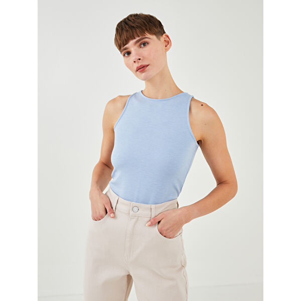 LCW VISION Bisiklet Yaka Düz Kaşkorse Kumaş Kadın Atlet