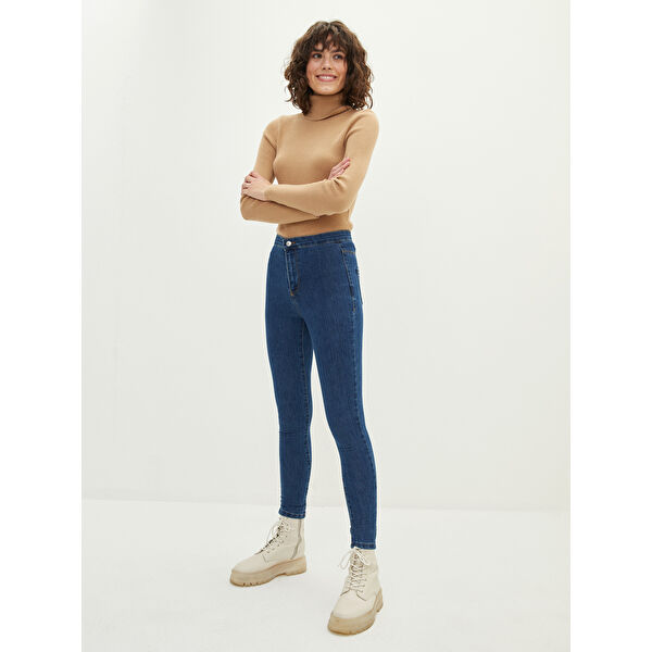 Yüksek Bel Süper Skinny Fit Rodeo Kadın Jean Pantolon Yüksek Bel Süper Skinny Fit Rodeo Kadın Jean Pantolon