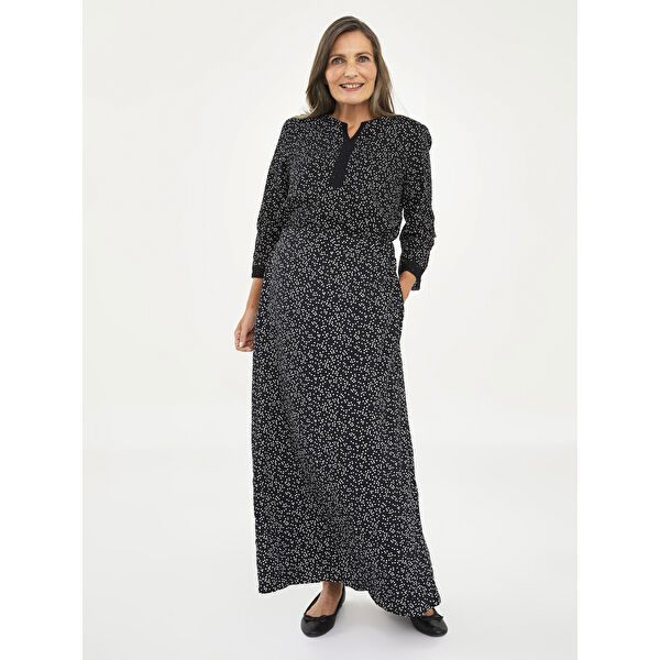 Arkası Lastikli Puantiyeli Viskon Kadın Etek