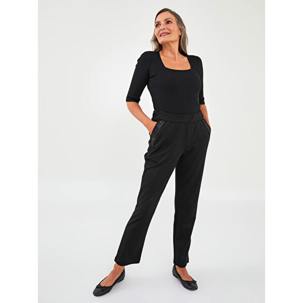 Beli Lastikli Cep Detaylı Payetli Kadın Pantolon