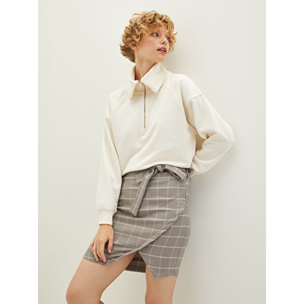 LCW CASUAL Beli Kuşaklı Ekose Kadın Etek