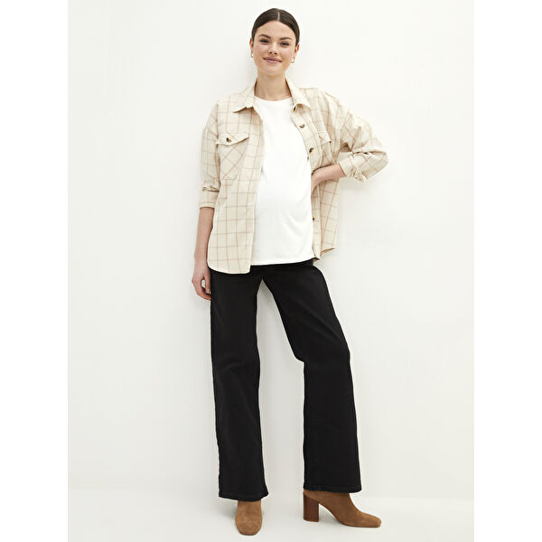 Yüksek Bel Wideleg Geniş Paça Cep Detaylı Kadın Jean Pantolon