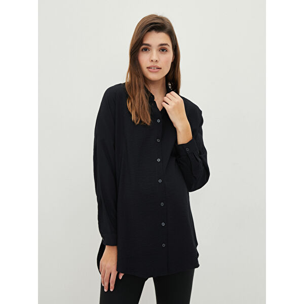 Gömlek Yaka Düz Uzun Kollu Hamile Tunik