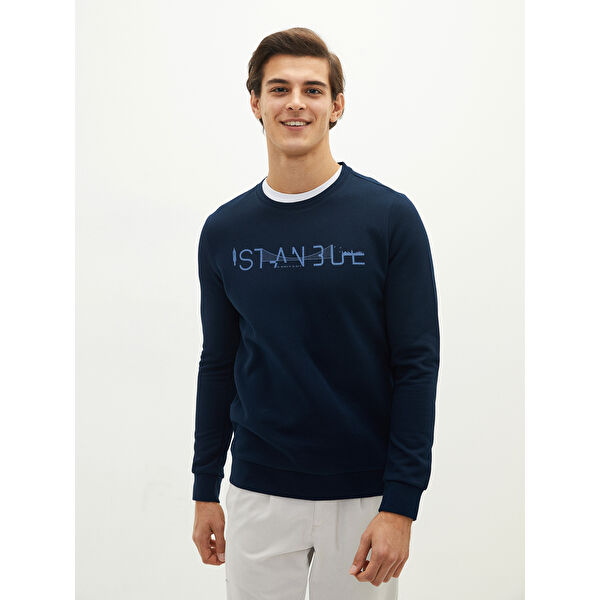 Bisiklet Yaka Uzun Kollu İstanbul Baskılı Erkek Sweatshirt Bisiklet Yaka Uzun Kollu İstanbul Baskılı Erkek Sweatshirt