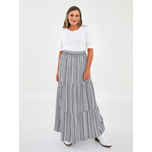 LCW GRACE Beli Lastikli Desenli A Kesim Kadın Etek