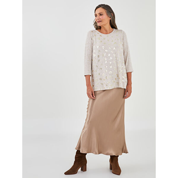 Bisiklet Yaka Baskılı Kadın Bluz