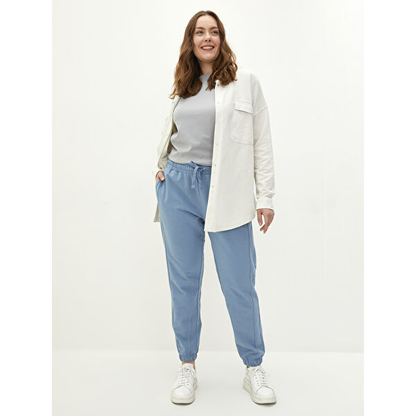 Büyük Beden Beli Lastikli Düz Cep Detaylı Kadın Jogger Eşofman Altı Büyük Beden Beli Lastikli Düz Cep Detaylı Kadın Jogger Eşofman Altı