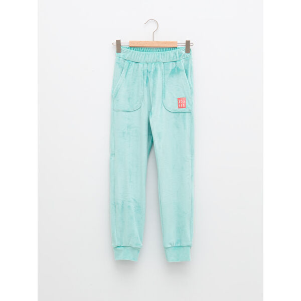 Beli Lastikli Basic Kadife Kız Çocuk Jogger Eşofman Altı