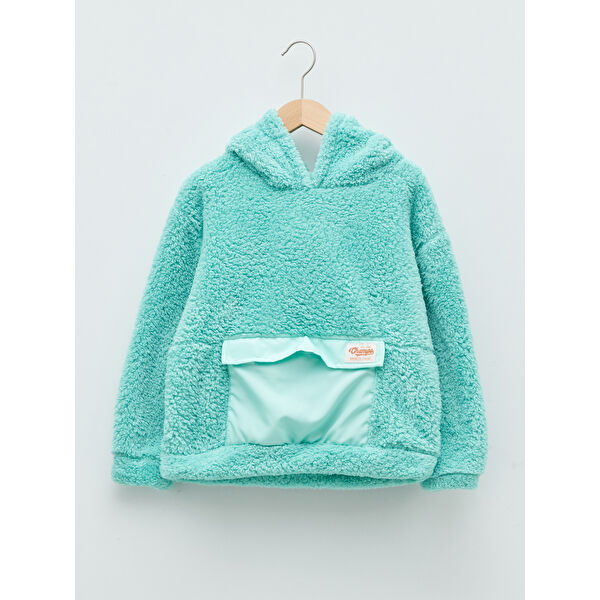 Kapüşonlu Basic Uzun Kollu Pelüş Kız Çocuk Sweatshirt Kapüşonlu Basic Uzun Kollu Pelüş Kız Çocuk Sweatshirt
