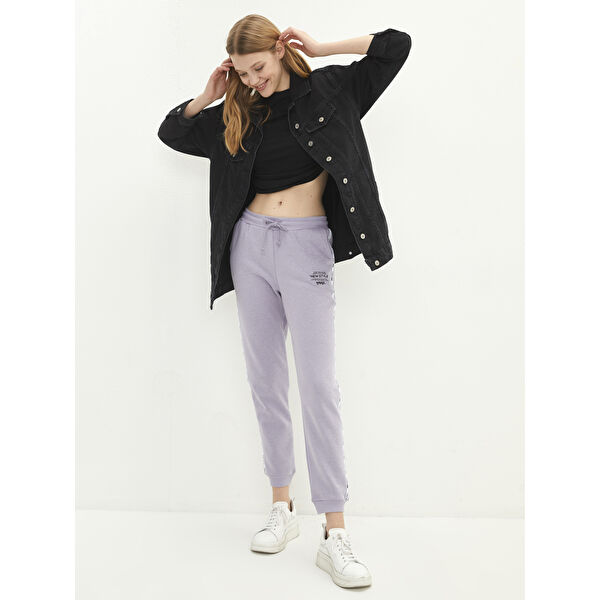 LCW CASUAL Beli Lastikli Yazı Baskılı Kadın Jogger Eşofman Altı