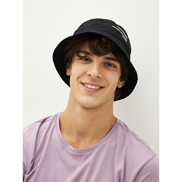 Yazı Baskılı Erkek Bucket Şapka