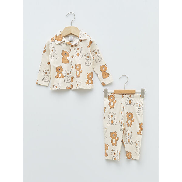 Polo Yaka Uzun Kollu Baskılı Pamuklu Erkek Bebek Pijama Takımı Polo Yaka Uzun Kollu Baskılı Pamuklu Erkek Bebek Pijama Takımı