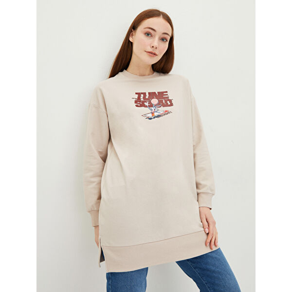 Bisiklet Yaka Bugs Bunny Baskılı Uzun Kollu Kadın Tunik Bisiklet Yaka Bugs Bunny Baskılı Uzun Kollu Kadın Tunik