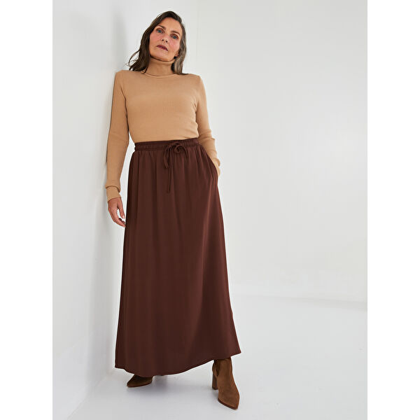 LCW GRACE Beli Lastikli Düz A Kesim Belmando Kumaş Kadın Etek