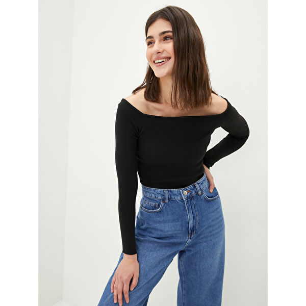 LCW CASUAL Kayık Yaka Düz Uzun Kollu Kadın Triko Kazak LCW CASUAL Kayık Yaka Düz Uzun Kollu Kadın Triko Kazak