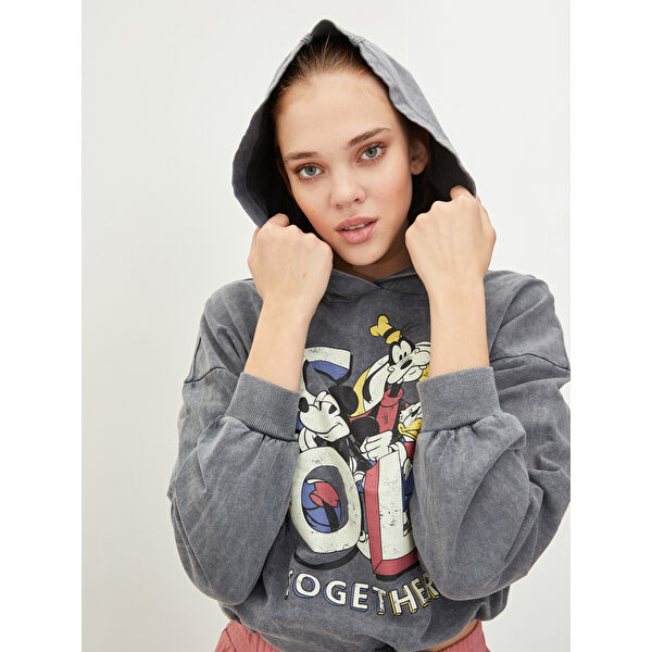 LCW CASUAL Kapüşonlu Mickey Mouse Baskılı Uzun Kollu Pamuklu Kadın Sweatshirt LCW CASUAL Kapüşonlu Mickey Mouse Baskılı Uzun Kollu Pamuklu Kadın Sweatshirt