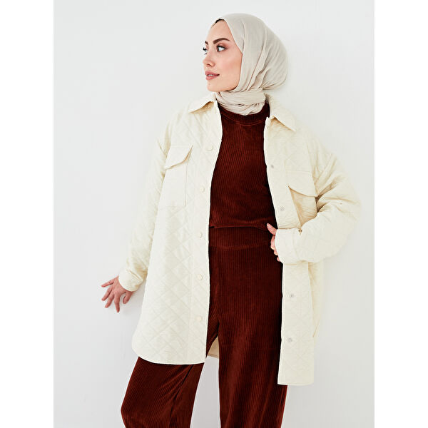 Bisiklet Yaka Düz Uzun Kollu Kadife Kadın Tunik