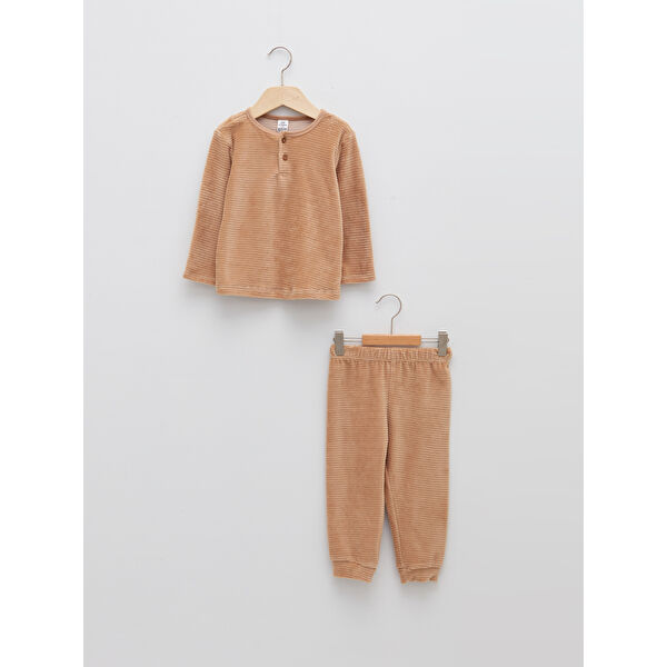 Bisiklet Yaka Uzun Kol Basic Erkek Bebek Pijama Takımı