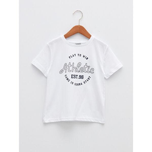 Bisiklet Yaka Baskılı Kısa Kollu Pamuklu Erkek Çocuk Tişört Bisiklet Yaka Baskılı Kısa Kollu Pamuklu Erkek Çocuk Tişört