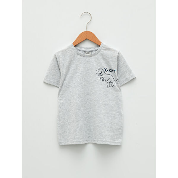 Bisiklet Yaka Baskılı Kısa Kollu Erkek Çocuk Tişört