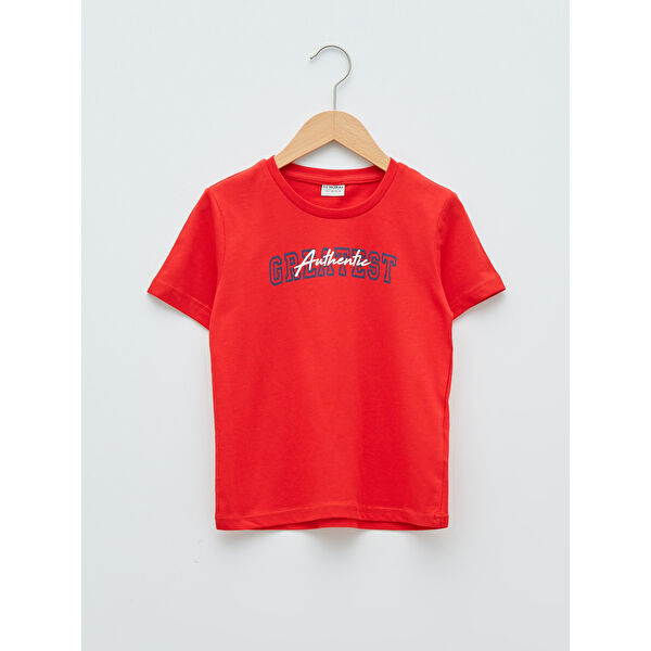 Bisiklet Yaka Yazı Baskılı Kısa Kollu Erkek Çocuk Tişört