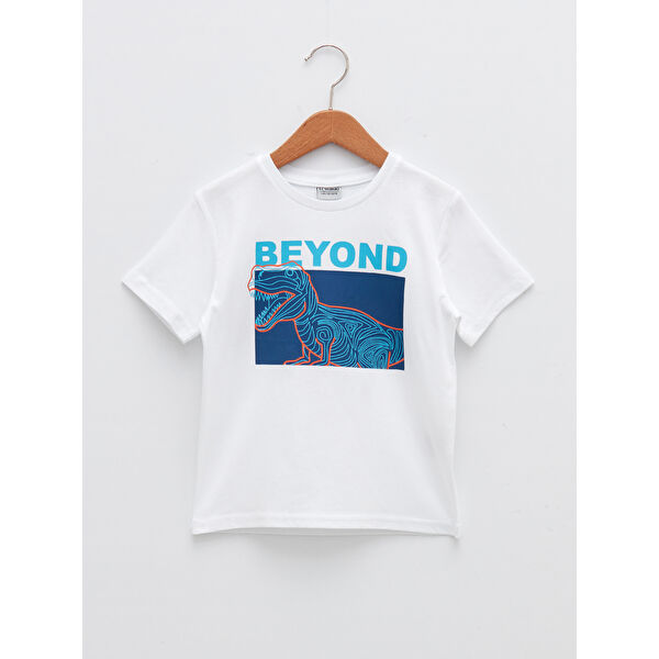 Bisiklet Yaka Baskılı Kısa Kollu Pamuklu Erkek Çocuk Tişört Bisiklet Yaka Baskılı Kısa Kollu Pamuklu Erkek Çocuk Tişört