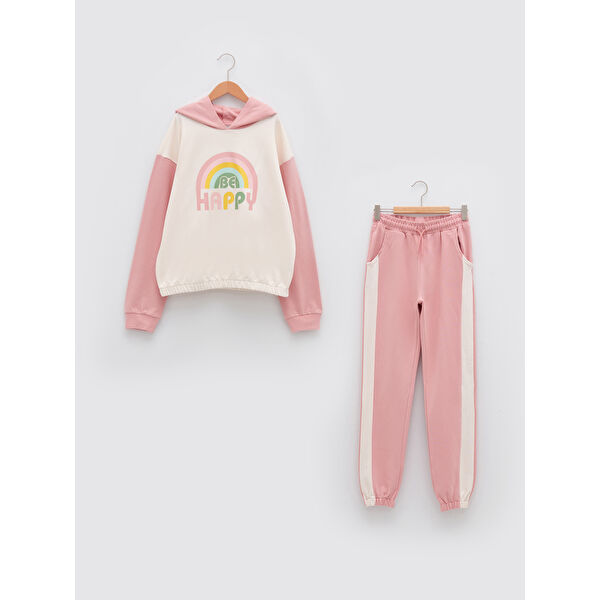 Kapüşonlu Baskılı Uzun Kollu Oversize Kız Çocuk Sweatshirt ve Eşofman Altı Kapüşonlu Baskılı Uzun Kollu Oversize Kız Çocuk Sweatshirt ve Eşofman Altı