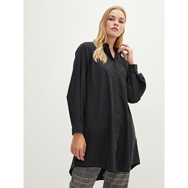 Gömlek Yaka Düz Uzun Kollu Poplin Kadın Tunik Gömlek Yaka Düz Uzun Kollu Poplin Kadın Tunik
