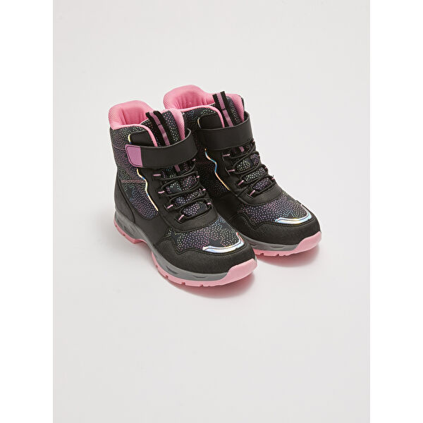 Baskılı Bağcık ve Cırt Cırtlı Su Geçirmez Kız Çocuk Bot Baskılı Bağcık ve Cırt Cırtlı Su Geçirmez Kız Çocuk Bot