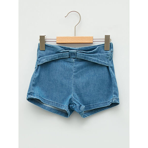 Beli Lastikli Basic Pamuklu Kız Bebek Jean Şort Beli Lastikli Basic Pamuklu Kız Bebek Jean Şort