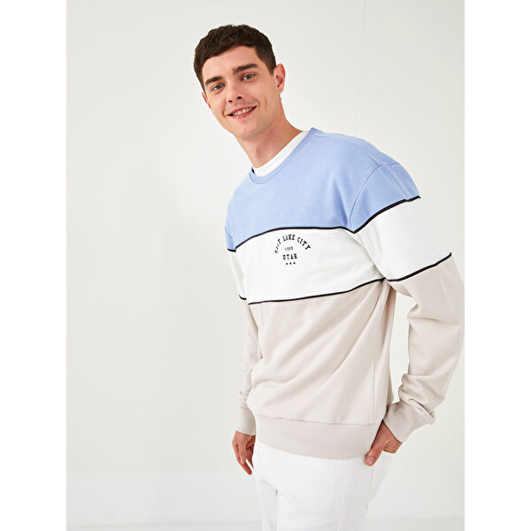 Oversize Bisiklet Yaka Uzun Kollu Baskılı Erkek Sweatshirt Oversize Bisiklet Yaka Uzun Kollu Baskılı Erkek Sweatshirt