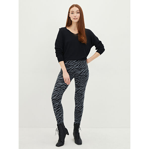 Beli Lastikli Desenli Kadın Tayt