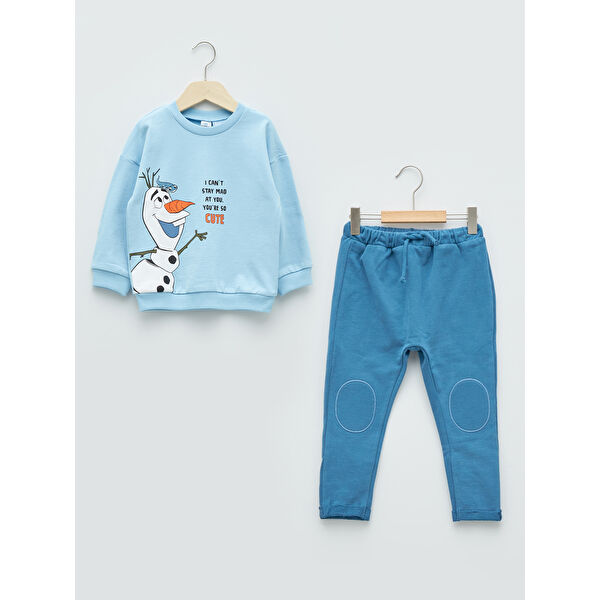 Bisiklet Yaka Uzun Kollu Frozen Baskılı Erkek Bebek Sweatshirt ve Eşofman Altı 2'li Takım Bisiklet Yaka Uzun Kollu Frozen Baskılı Erkek Bebek Sweatshirt ve Eşofman Altı 2'li Takım
