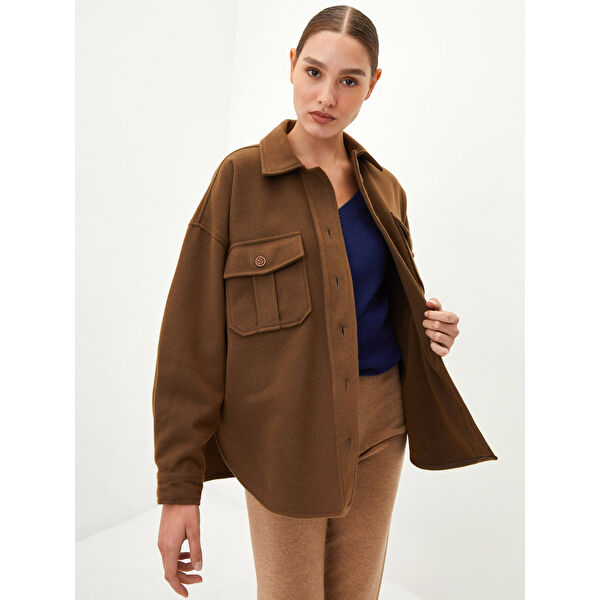 NATUVERA Gömlek Yaka Düz Uzun Kollu Cep Detaylı Kadın Gömlek Ceket NATUVERA Gömlek Yaka Düz Uzun Kollu Cep Detaylı Kadın Gömlek Ceket