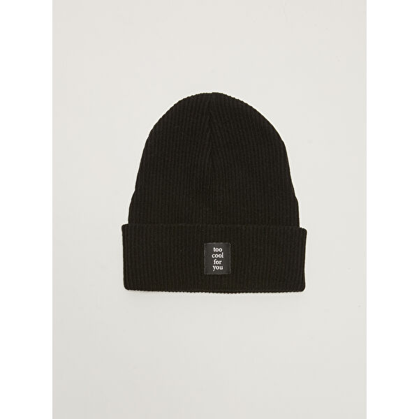 Etiket Baskılı Kız Çocuk Triko Bere