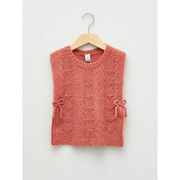 Bisiklet Yaka Kendinden Desenli Kız Bebek Süveter Bisiklet Yaka Kendinden Desenli Kız Bebek Süveter