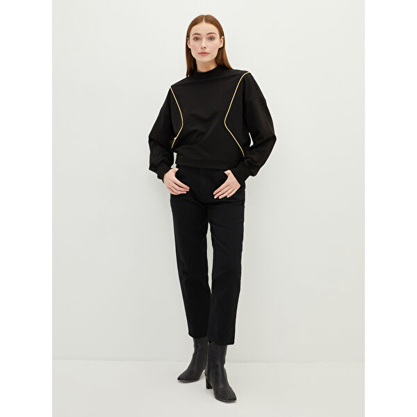 Rahat Kalıp Düz Cep Detaylı Gabardin Kumaş Kadın Pantolon