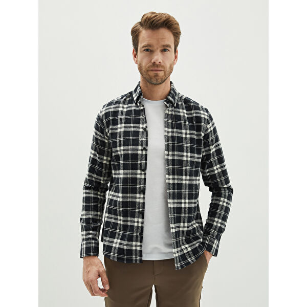 Slim Fit Uzun Kollu Ekose Erkek Gömlek Slim Fit Uzun Kollu Ekose Erkek Gömlek