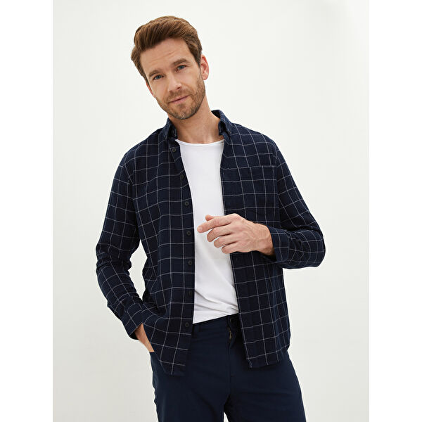 Regular Fit Uzun Kollu Ekose Erkek Gömlek