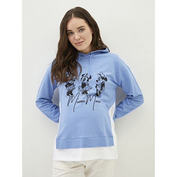 Kapüşonlu Mickey Mouse Baskılı Uzun Kollu Pamuklu Hamile Sweatshirt Kapüşonlu Mickey Mouse Baskılı Uzun Kollu Pamuklu Hamile Sweatshirt