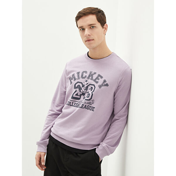 Bisiklet Yaka Uzun Kollu Mickey Mouse Baskılı Erkek Sweatshirt Bisiklet Yaka Uzun Kollu Mickey Mouse Baskılı Erkek Sweatshirt