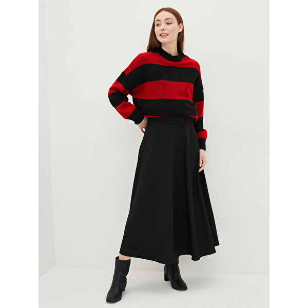 Beli Kemer Detaylı Düz Kadın Etek Beli Kemer Detaylı Düz Kadın Etek